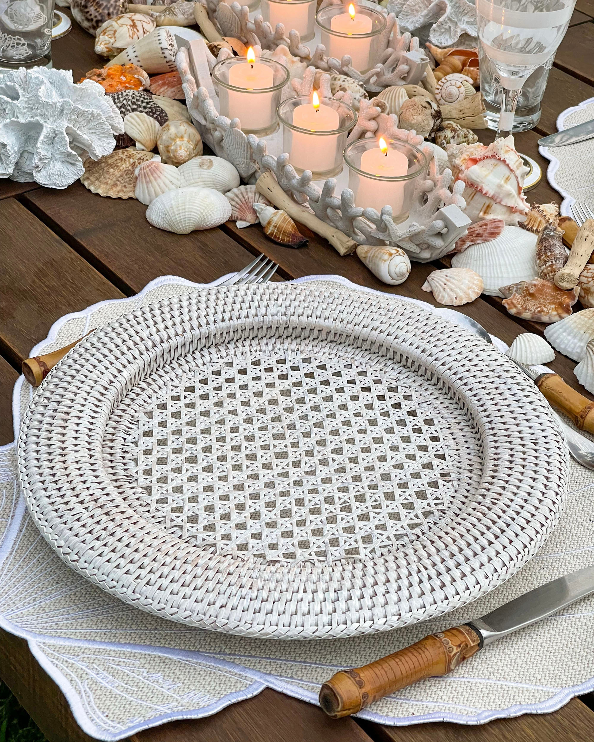 Sousplat Rattan Branco