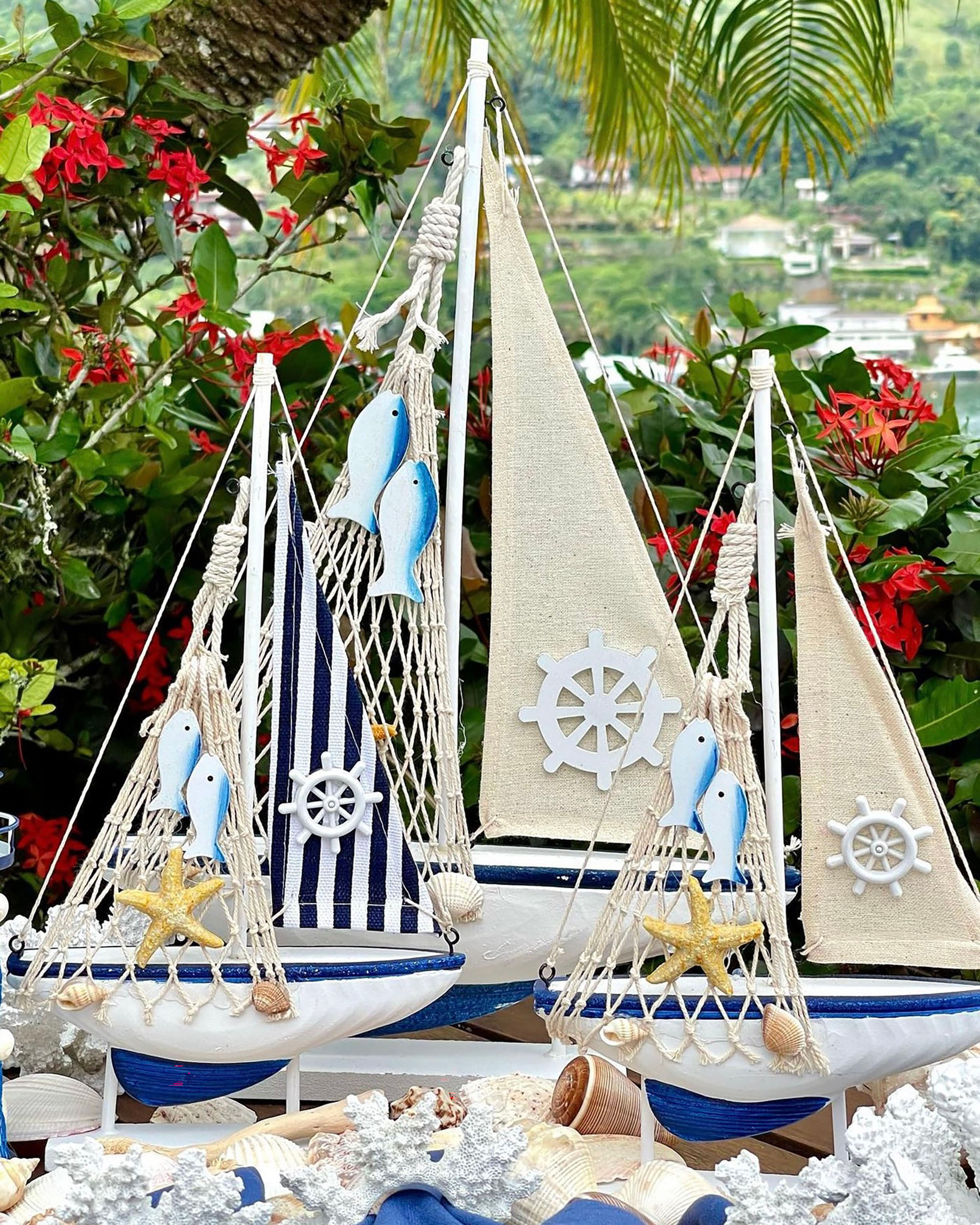 Veleiro Listrado Azul E Branco Timão Estrela E Peixes P
