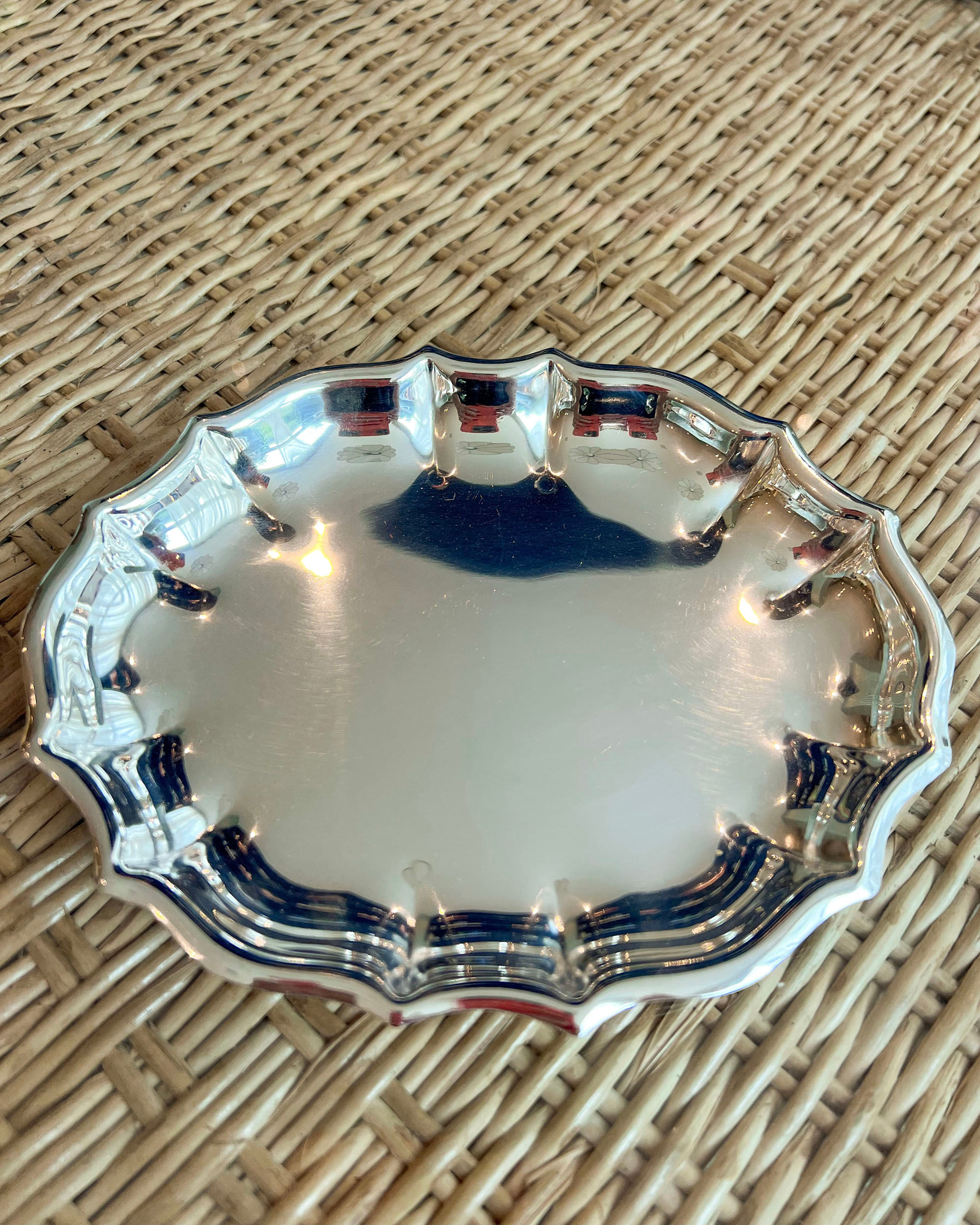 Salva de prata plissada - 18x13cm