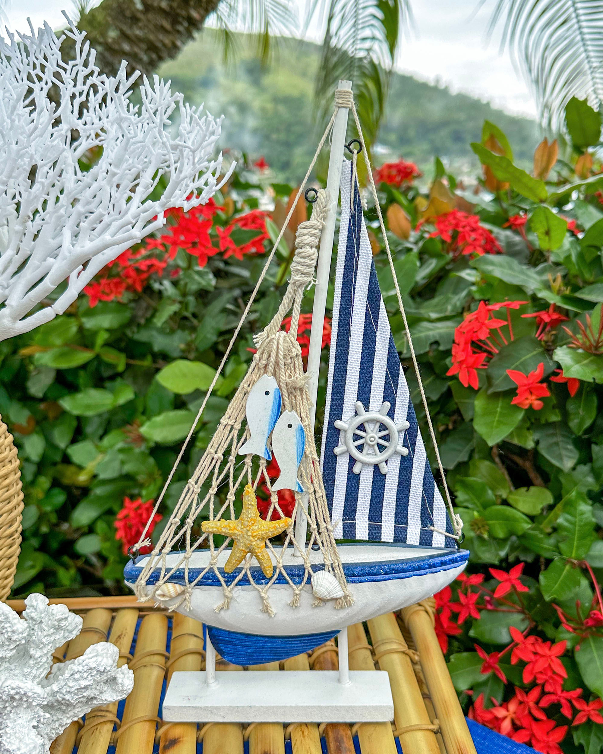 Veleiro Listrado Azul E Branco Timão Estrela E Peixes P