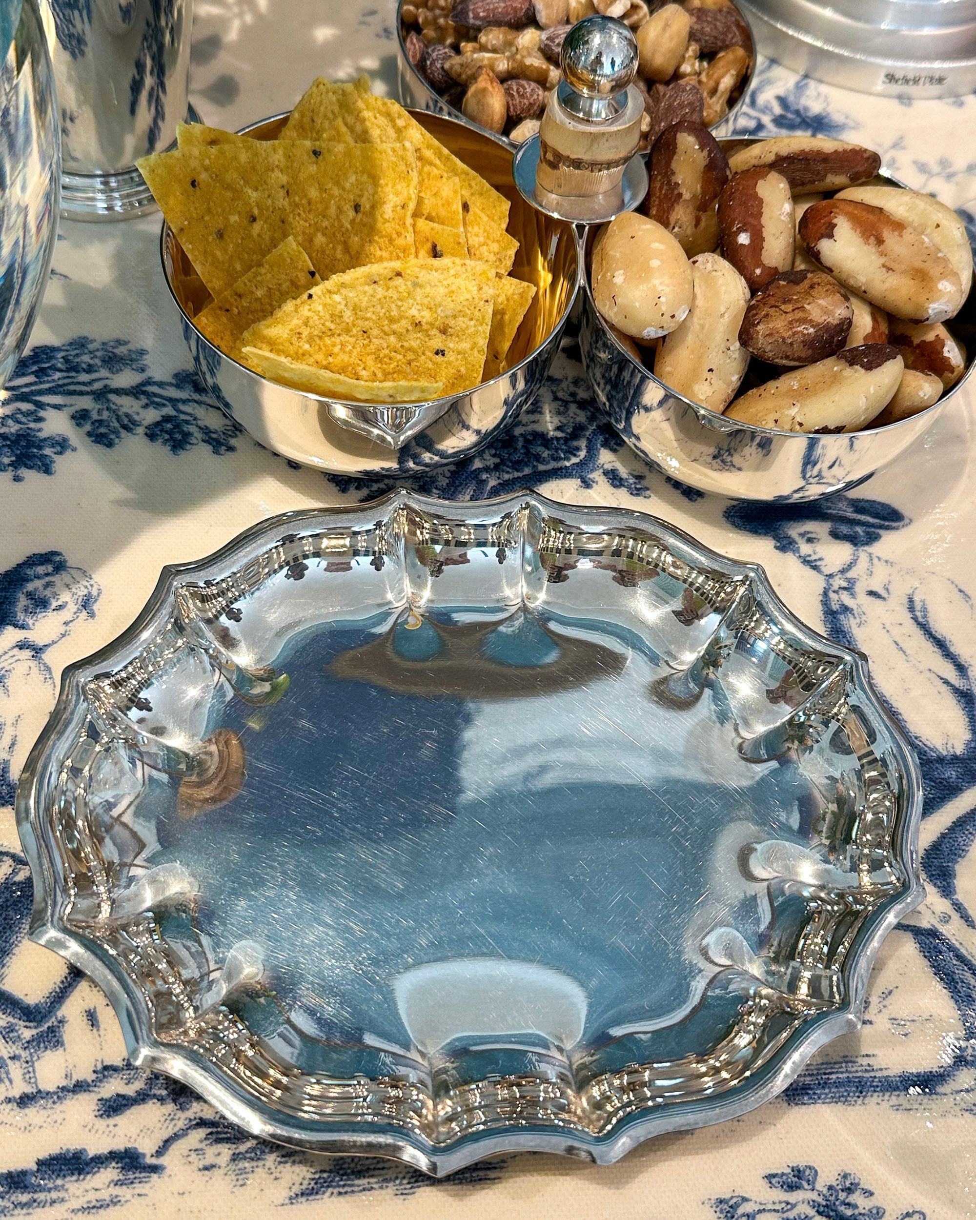 Salva de prata plissada - 18x13cm