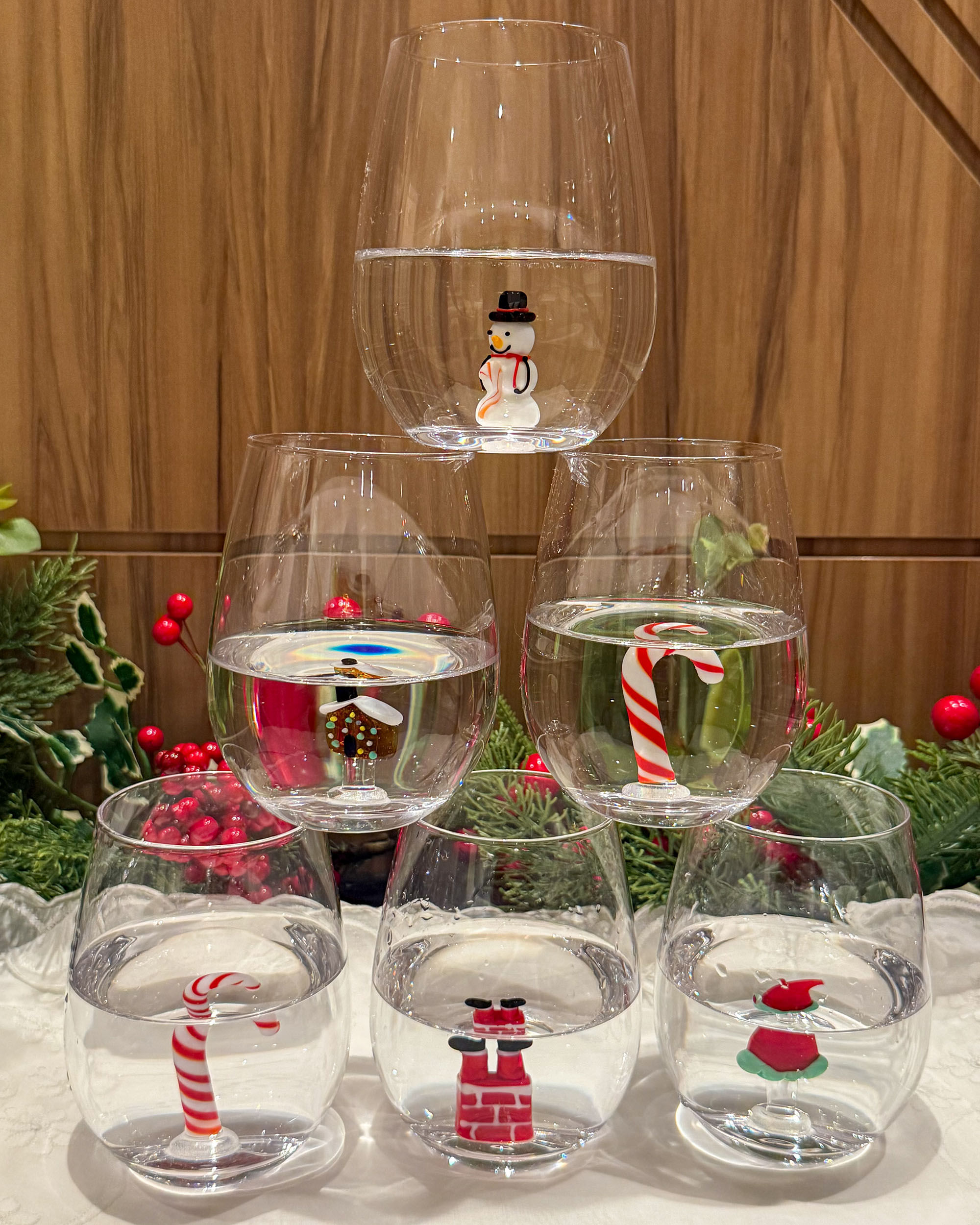 Conjunto 6 copos vidro Christmas Joy - Natal 2025